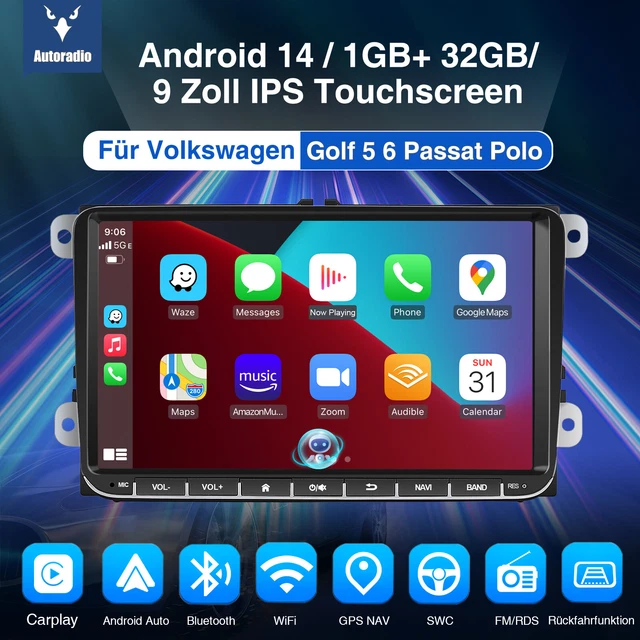 DAB+ ANDROID 14 Carplay Autoradio GPS RDS Für VW GOLF 5 6 Touran EOS Tiguan Polo EUR 129,99 ...