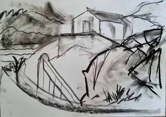 ST IVES ISLAND & Chapel Nigel Waters Original Drawing Signed Paper £250 ...