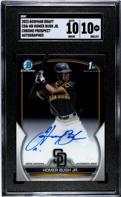2023 BOWMAN DRAFT #CDA-HB Homer Bush JR. Chrome Prospect Auto SGC 10 Go ...