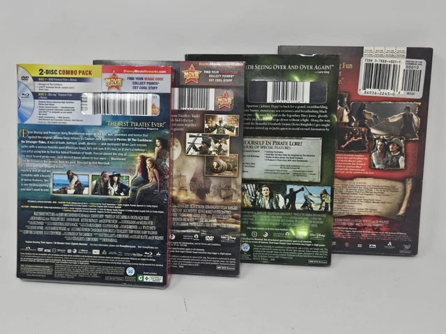 PIRATES OF THE Caribbean 4-Film DVD Lot (Disney, 2003-2011) W ...