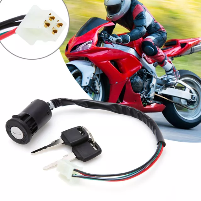 IGNITION KEY SWITCH Lock 4 Wires For Motorcycle Motor Scooters Motor T ...