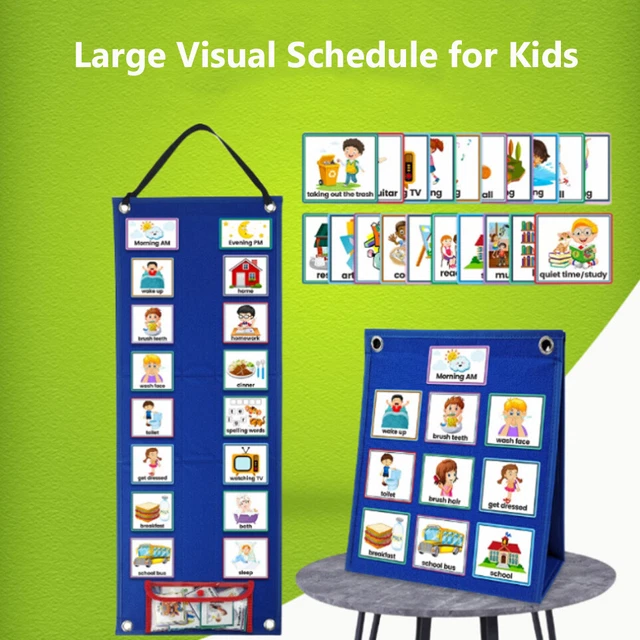 LARGE VISUAL SCHEDULE for Kids Chore Reward Chart Bedtime Routine Chart ...