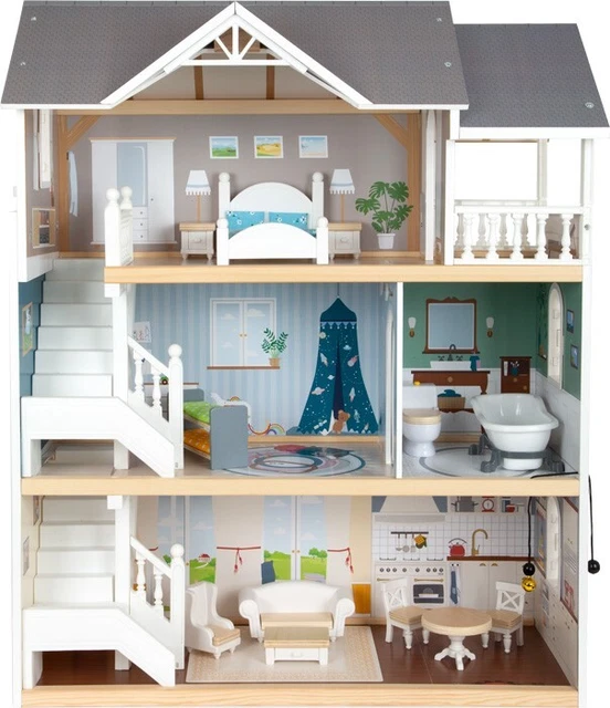 GRANDE MAISON DE Poupée Villa En Bois Avec Accessoires Jouets Pour Enfants EUR 199,90 - PicClick FR