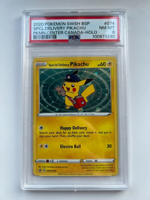 SPECIAL DELIVERY PIKACHU SWSH074 PSA 8 Pokemon Card Black Star Promo £ ...