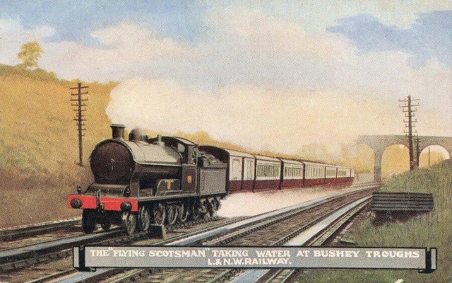 LNWR THE FLYING Scotsman Taking Water Bushey Troughs 1900S Postcard £4. ...