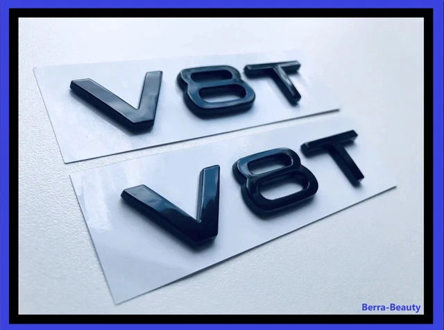 2X V8T EMBLEM schwarz glänzend Schriftzug audi RS SQ A6 A7 S5 S6 S7 S8 ...