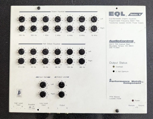 AUDIOCONTROL EQL SERIES II Dual-Bandwidth Car Audio Equalizer (Untested ...