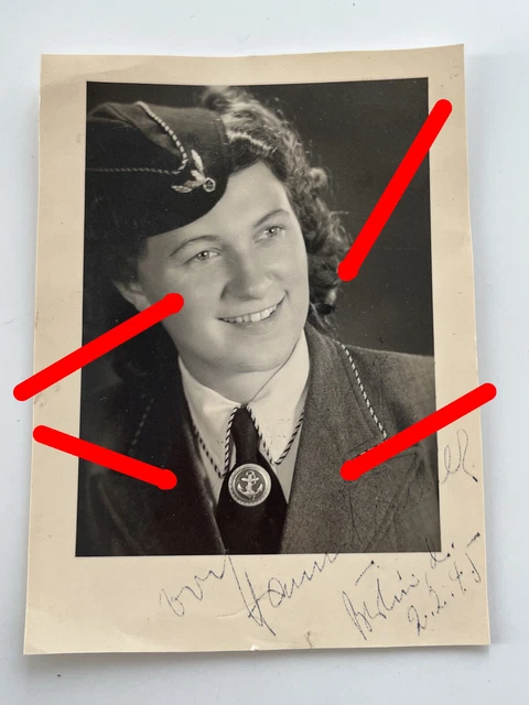 PORTRAIT FOTO, HÜBSCHE Frau, Marine Helferin, Kriegsmarine, Widmung ...