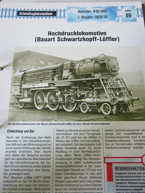 DAMPFLOK MIT RISSZEICHNUNG S89 H 02 1001 Hochdrucklok Bauart ...