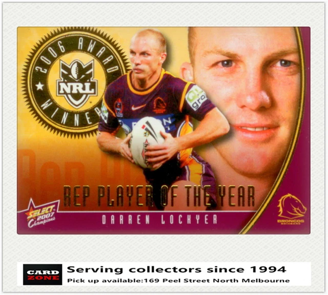 2007 NRL CHAMPIONS Medal Card M4 Darren Lockyer ( Rep Player Of The ...