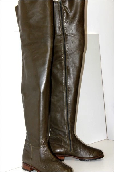 JEAN GABORIT BOTTES Cuissardes Très Hautes Homme Cuir Vert Kaki T 42 BE ...