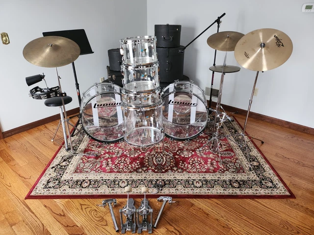 ORIGINAL 1970'S LUDWIG clear Vistalite 6-Piece Drum Set w/all ...