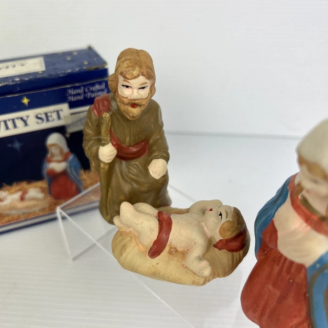 VINTAGE KITSCH CHRISTMAS Nativity 3pc Set Mary Joseph Baby Jesus $14.50 ...