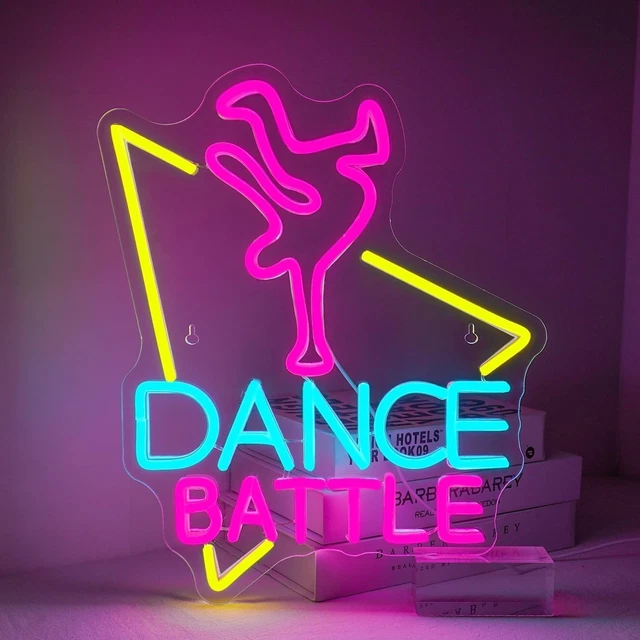 DANCE BATTLE NEON Sign Dimmable Dance Neon Signs for Wall LED Letter ...