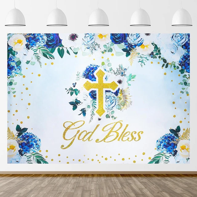 GOD BLESS BACKDROP, Taufe Party Hintergrund Erstkommunion Taufe Banner ...
