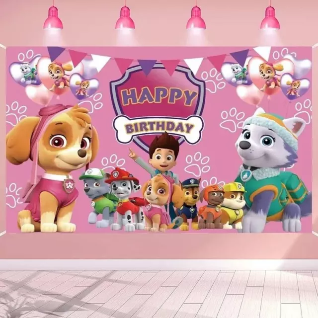 PAW PATROL PARTY Backdrop Children Skye Chase Birthday Decorations ...