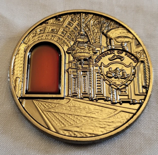 ANTIQUE SILVER COIN Amber Ruby Red Window Mineral Art See Through Old ...