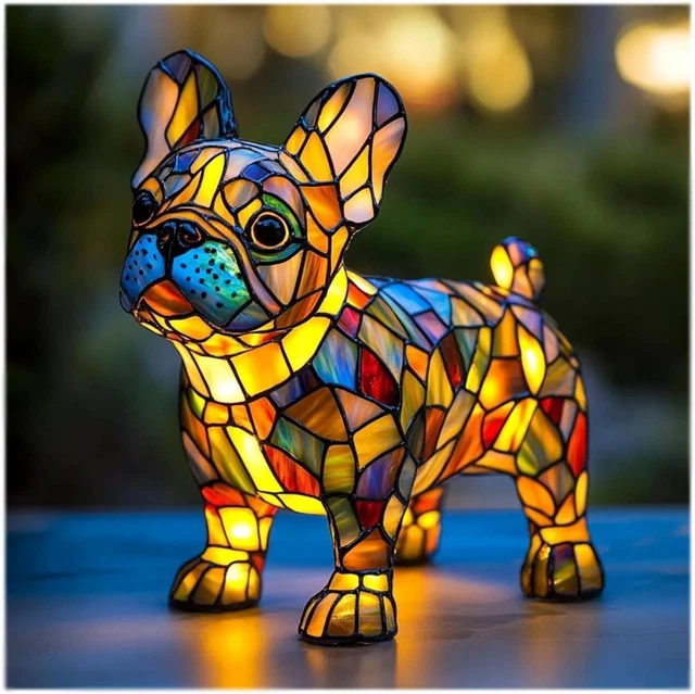 UK VARIOUS BREED Dog Shaped LED Table Lamp Art Resin Ornament Bedroom ...