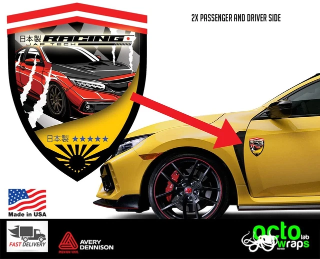 FIT HONDA CIVIC type R fk8 fn2 fk2 fl5 racing side decal sticker ...