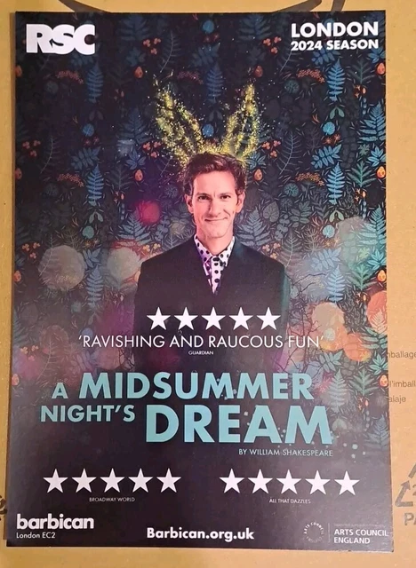 RSC A MIDSUMMER Night's Dream A5 flyer Barbican London 2024/25 Mathew ...