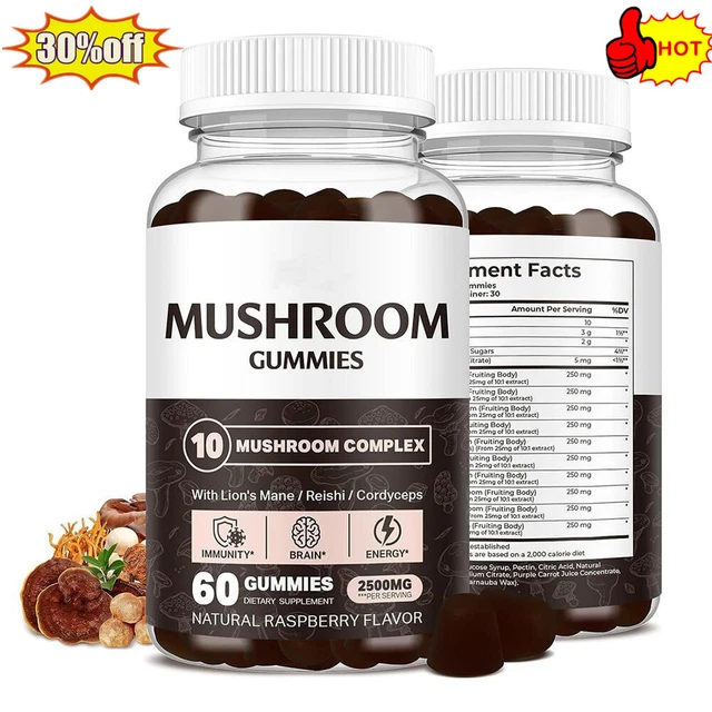 60*COMPLEX MUSHROOM GUMMIES Brain Health Memory & Focus Boost With ...