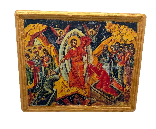 RESURRECTION OF JESUS Christ Anastasis Byzantine Greek Orthodox Icon on ...