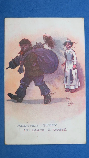 VINTAGE REG CARTER Comic Postcard 1900s Chimney Sweep Maid STUDY BLACK ...