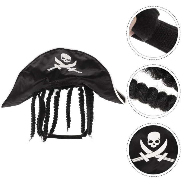 PIRATE COSPLAY COSTUME Pet Hat Black Short Plush Material for Halloween ...