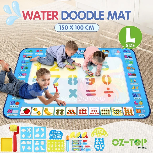 WATER DOODLE MAT Aqua Board Pad with Colour Magic Pens Stamps Drawing ...