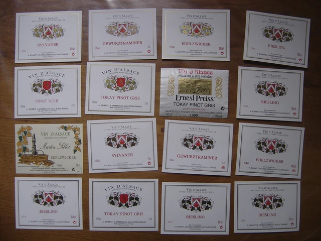 LOT ETIQUETTES ALSACE 3 pour bouteilles de vin WINE LABEL EUR 4,00 ...