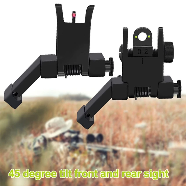 45-DEGREE FRONT AND Rear Long-leg Fiber Optic Sight Scope Flip Up Down ...