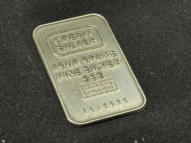 CREDIT SILVER 4 GRAMS .999 Fine Silver Bar Simmons $37.82 - PicClick CA