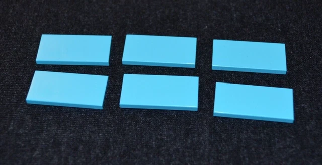 (6) 2X4 MEDIUM Azure Smooth Finishing Tile Brick Bricks ~ Lego ~ NEW £1 ...