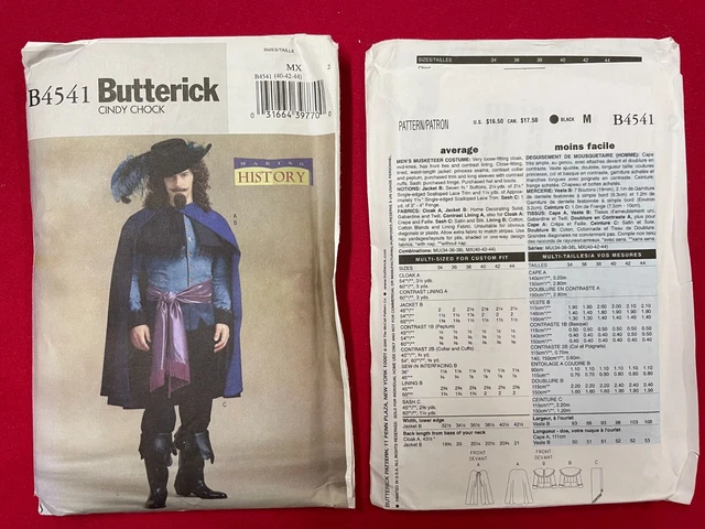 SCHNITTMUSTER, PATTERN, HERREN, Cosplay, Butterick, Out Of Print EUR 15 ...