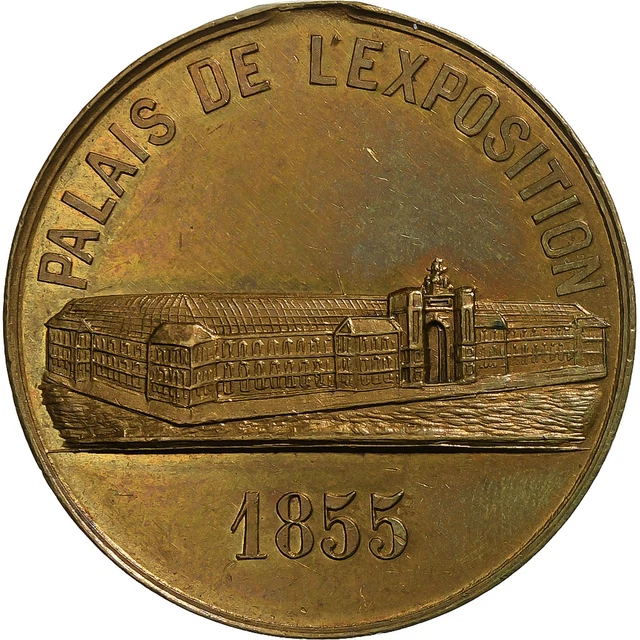 FRANCE, JETON, NAPOLÉON III, Palais de l'Exposition, 1855, Laiton, SUP ...