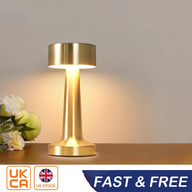 TOUCH CONTROL DIMMABLE Metal Table Lamp Rechargeable LED Night Light ...