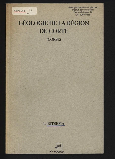 GEOLOGIE DE LA region de Corte (Corse). Ritsema, L., EUR 11,90 ...