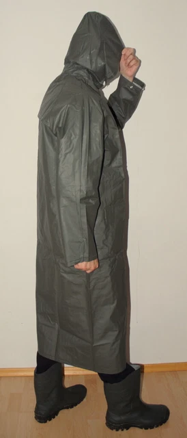 NEU! PVC REGENMANTEL + Kapuze Regenjacke Gummimantel Gummi Jacke Mantel ...