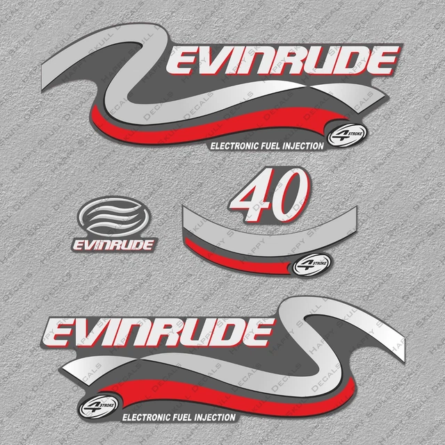 EVINRUDE 40 HP Four Stroke outboard engine decals sticker set ...