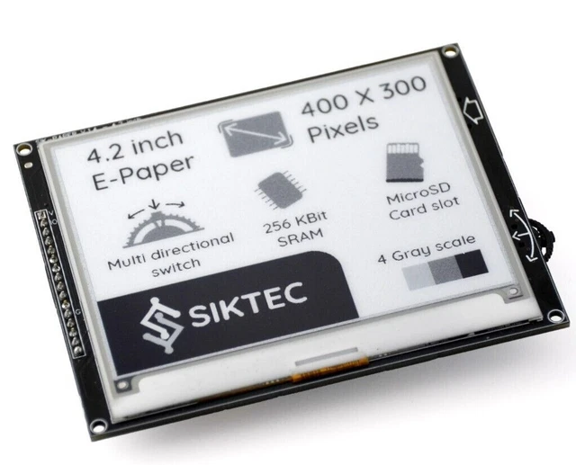 E-INK E-PAPER 4.2 Inch - Arduino ESP32 SPI w SRAM MicroSD Switch eink epaper epd £26.43 ...