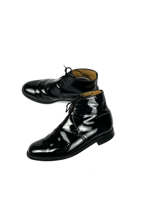 SANDERS GEORGE BLACK patent leather boots 5020 ibwlmilitary £96.58 ...