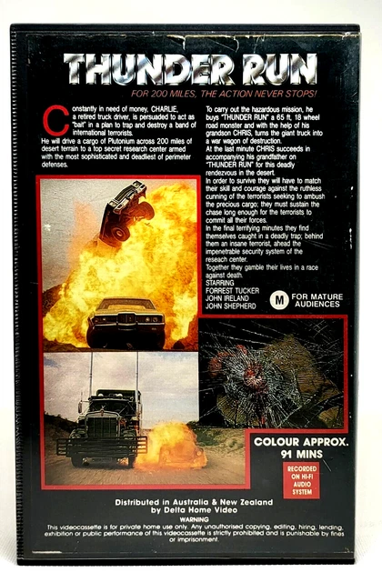 THUNDER RUN VHS PAL Extremely Rare 1985 ExRENTAL Big Box TESTED Delta ...