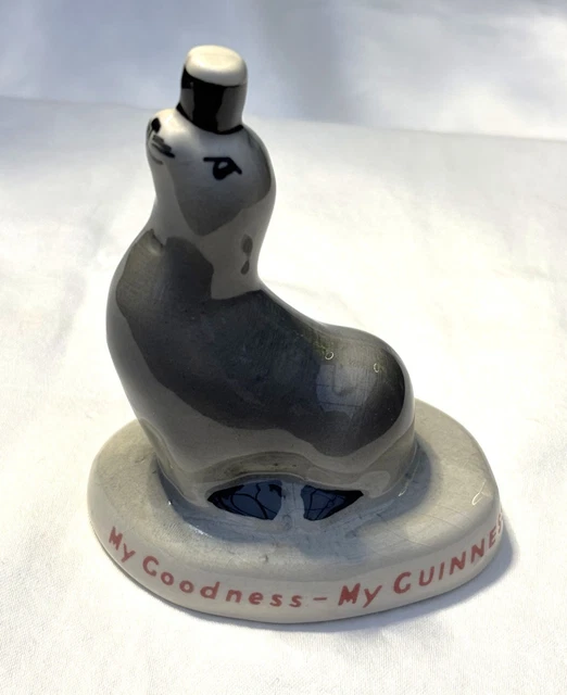 GUINNESS STOUT CARLTON Ware Advertising Figurine Seal Balancing a Pint ...