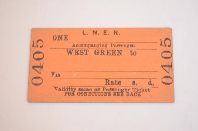 RAILWAY TICKET LNER One ____ West Green to EUR 3,52 - PicClick IT