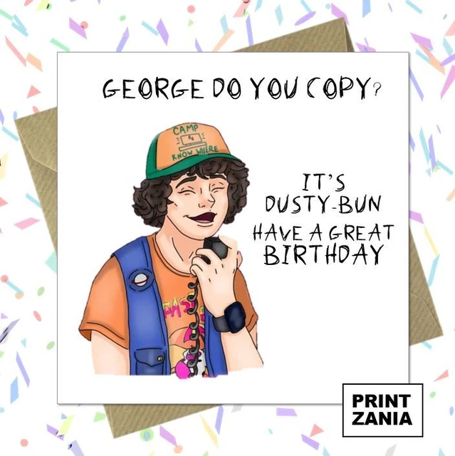 PERSONALISED DUSTIN STRANGER Things Birthday card Funny TV Netflix ...