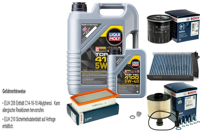 BOSCH INSPECTION SET 6L Liqui Moly Top Tec-4100 5W-40 pour Dacia Duster EUR 137,39 - PicClick FR