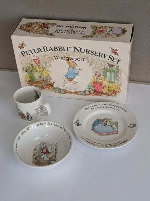 PETER RABBIT NURSERY Set By Wedgwood - Beatrix Potter Three Piece ...