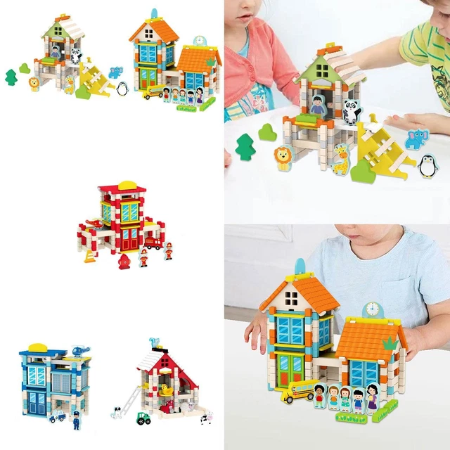 WOODEN HOUSE BUILDING Playset Hands on Ability Educational Toy for ...