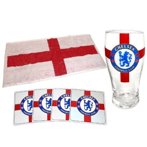 CHELSEA FOOTBALL CLUB Bar BBQ Party Table Set - Glass, coasters & towel ...