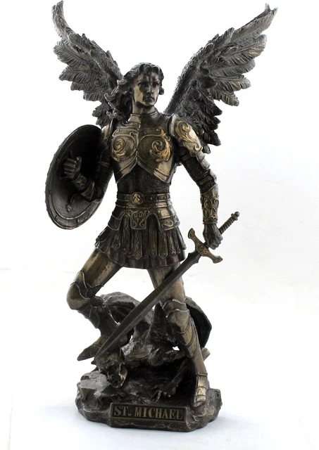 NEW SAINT ST Michael Archangel Standing on Demon With Sword Shield ...
